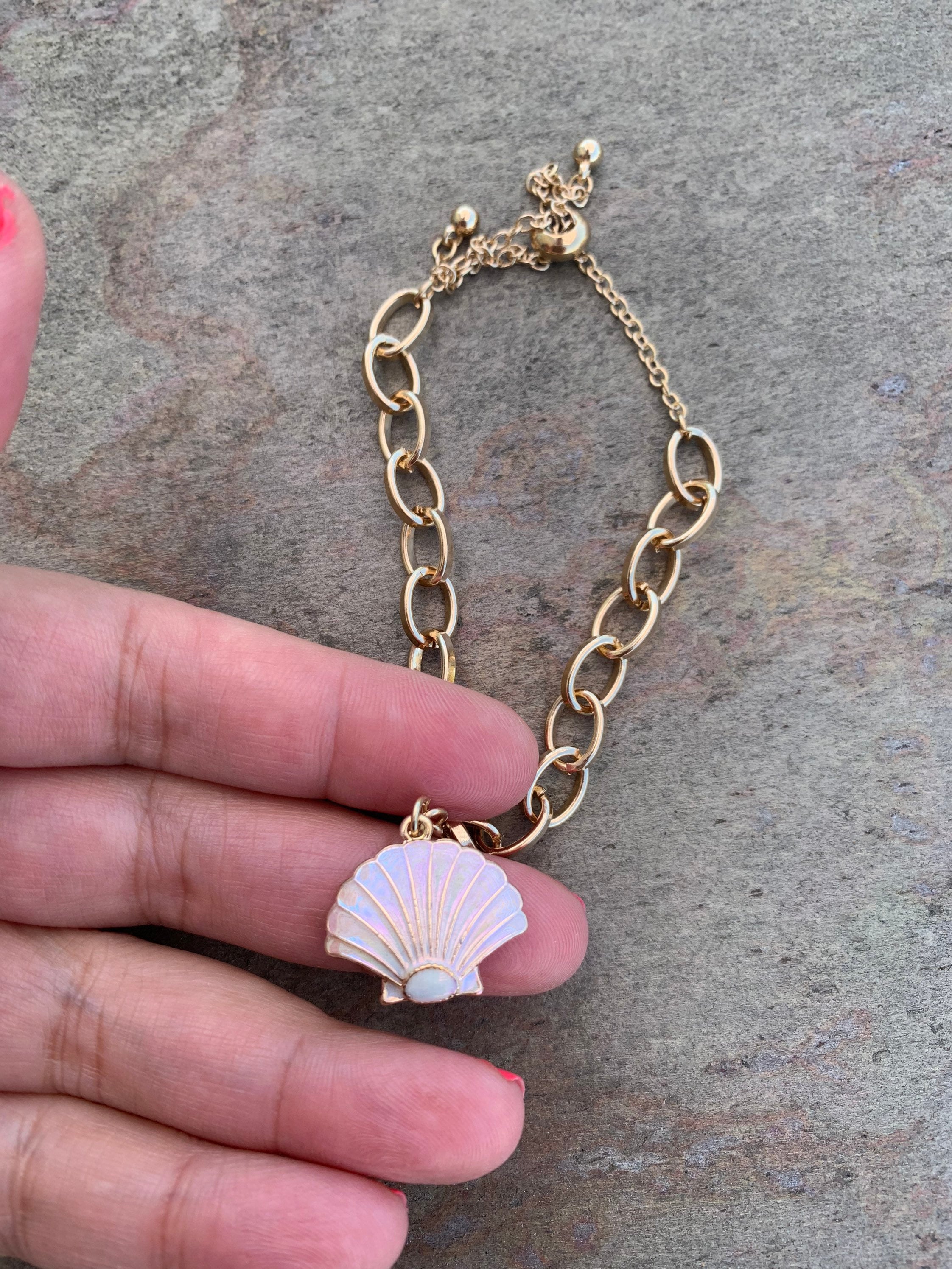 Seashell Bracelet Ocean Jewelry Adjustable Bracelet | Etsy