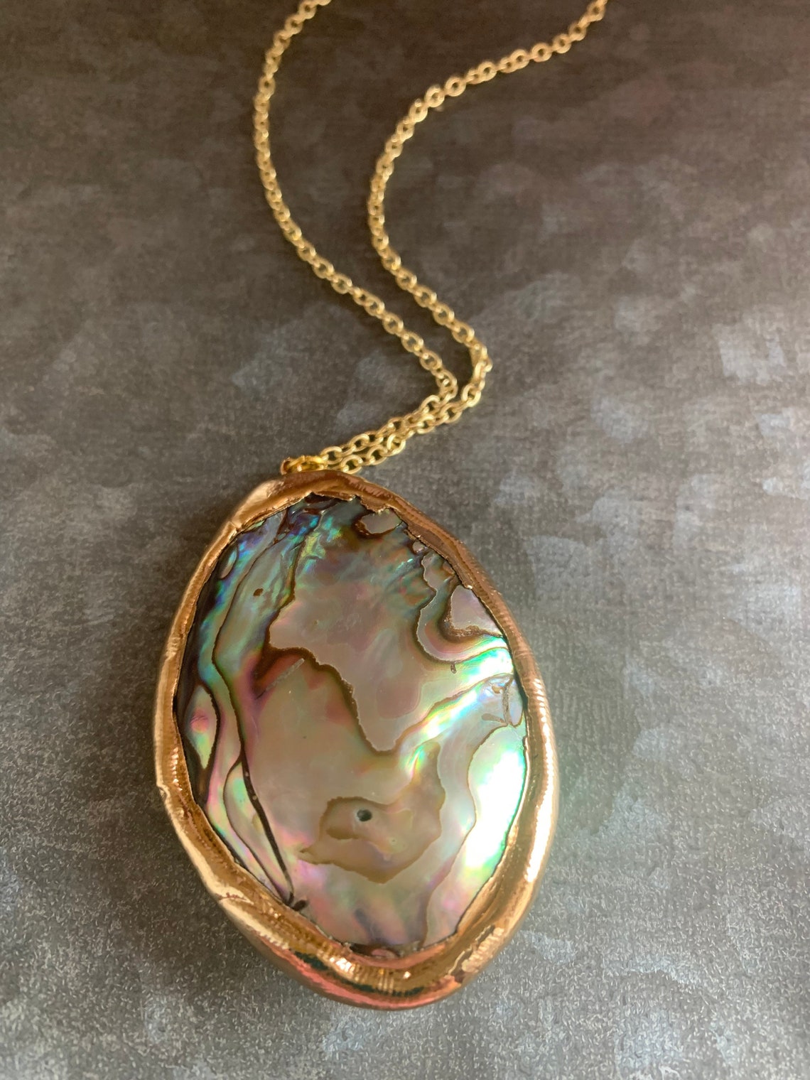 Large Albalone Shell Necklace Natural Shell Jewelry Beach - Etsy