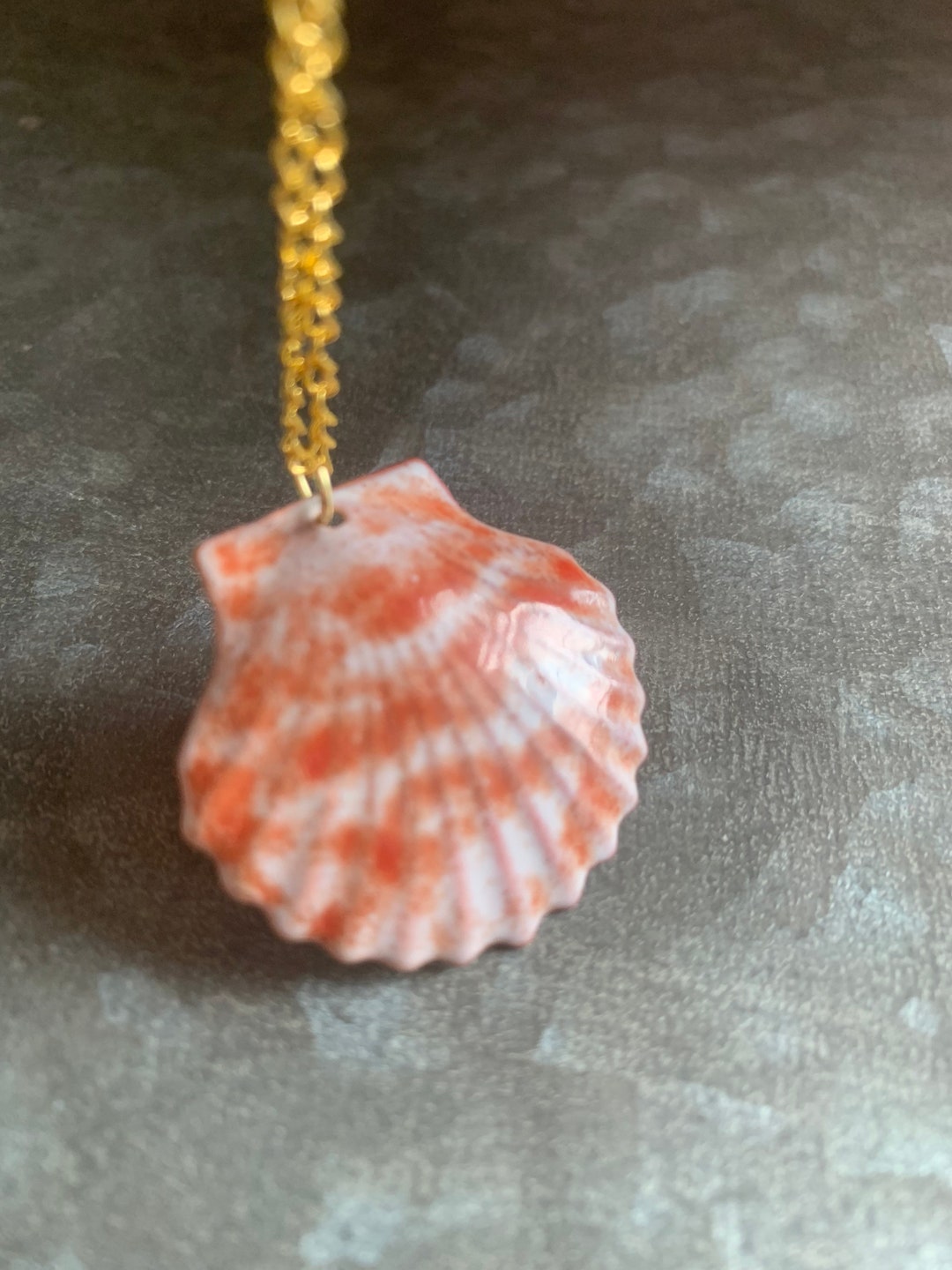 Seashell Necklace Beach Jewelry Enameled Brass Shell - Etsy