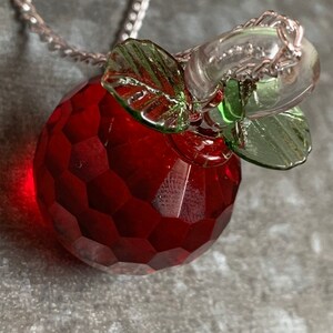 Large Red Crystal Apple Necklace Apple Jewelry Fruit - Etsy