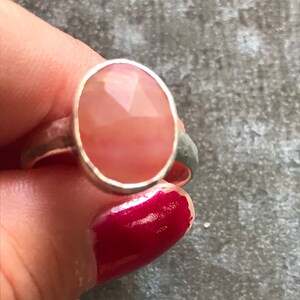 Peru Pink Opal Ring Hammered Silver Ring Gemstone Jewelry Natural Stone ...