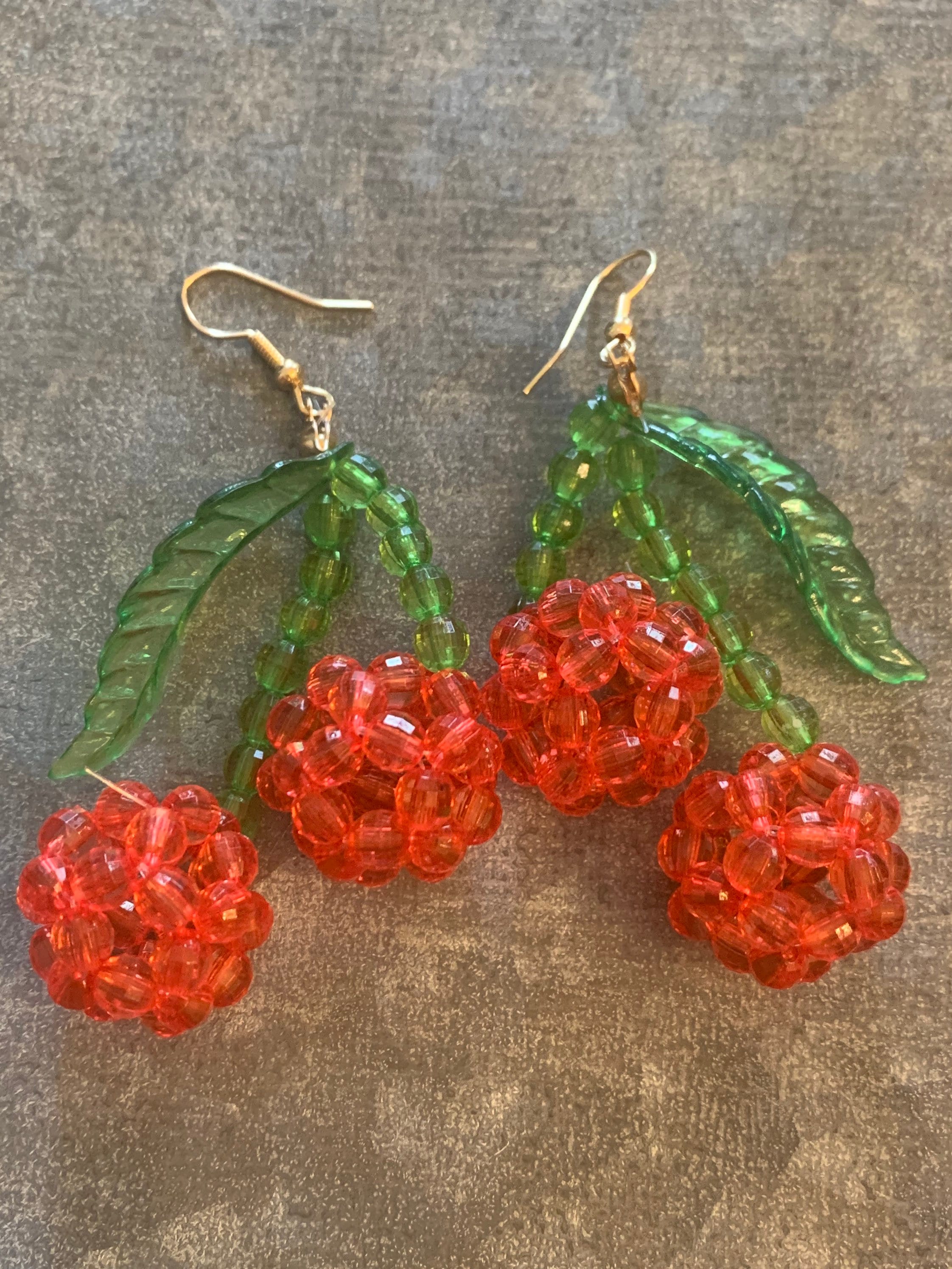 Cherry Beaded Earrings Fruit Jewelry Cherry Dangle | Etsy
