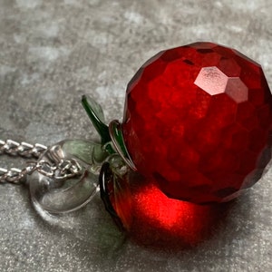 Large Red Crystal Apple Necklace Apple Jewelry Fruit - Etsy