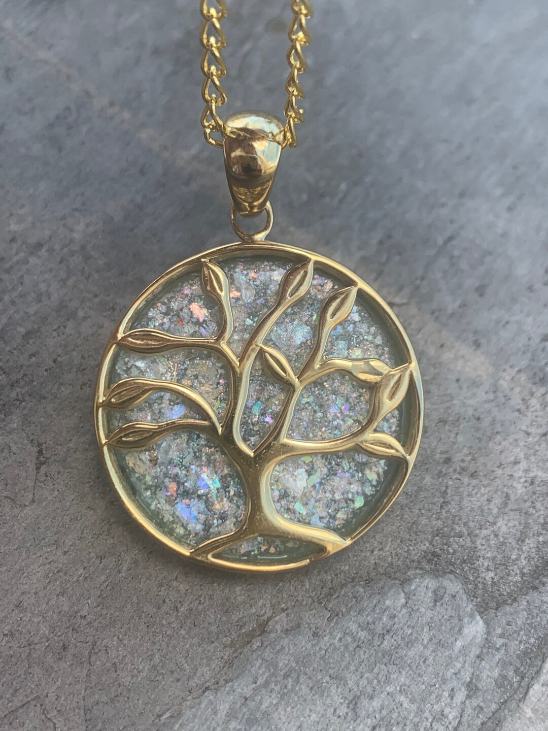 Ancient Roman Glass Tree of Life Renewal and Strength Necklace Gold ...