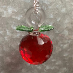 Large Red Crystal Apple Necklace Apple Jewelry Fruit - Etsy