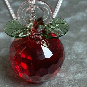 Large Red Crystal Apple Necklace Apple Jewelry Fruit - Etsy