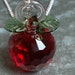 Large Red Crystal Apple Necklace Apple Jewelry Fruit - Etsy