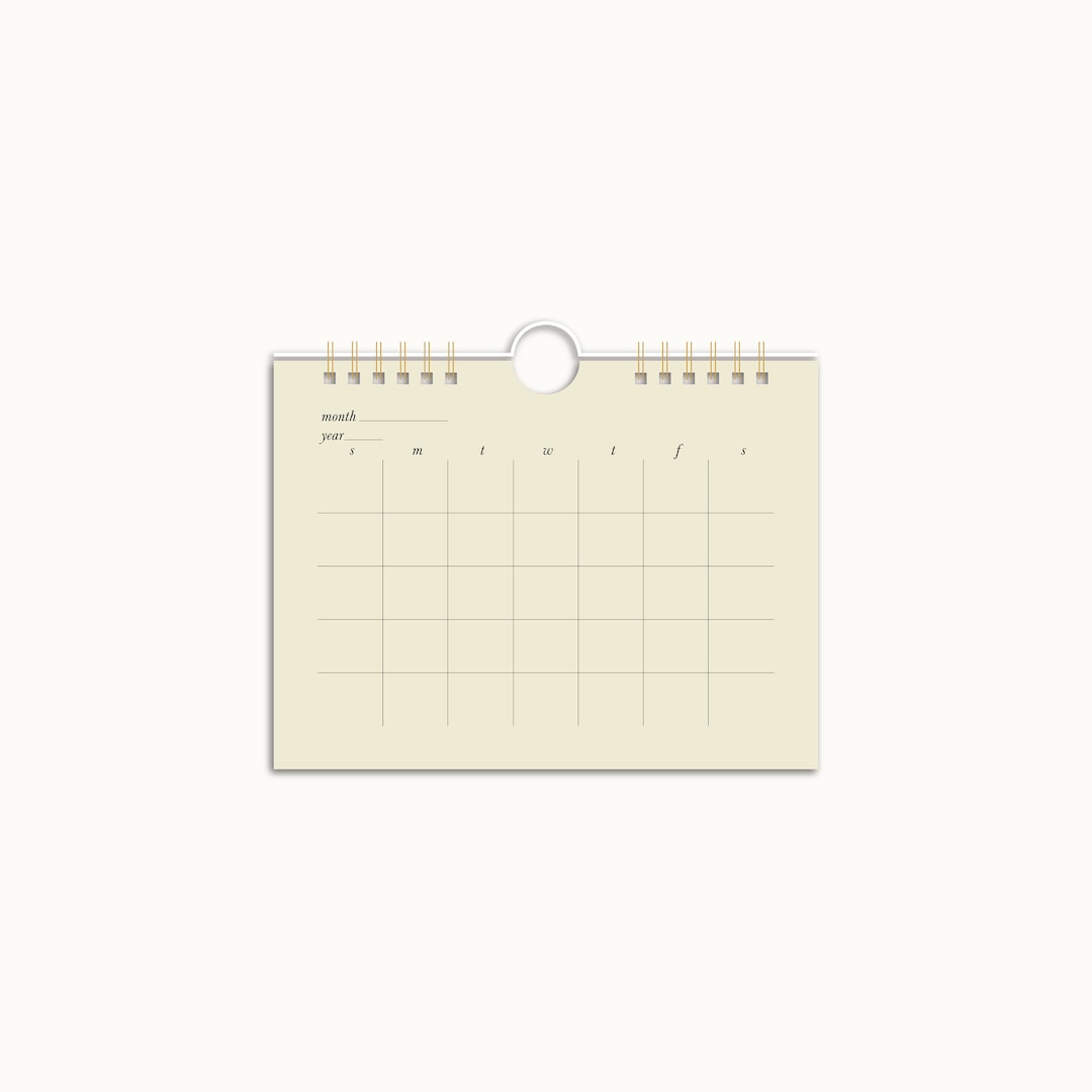 6in X 4.5in Simple Minimalist DIY Calendar / Blank Calendar / Minimal ...