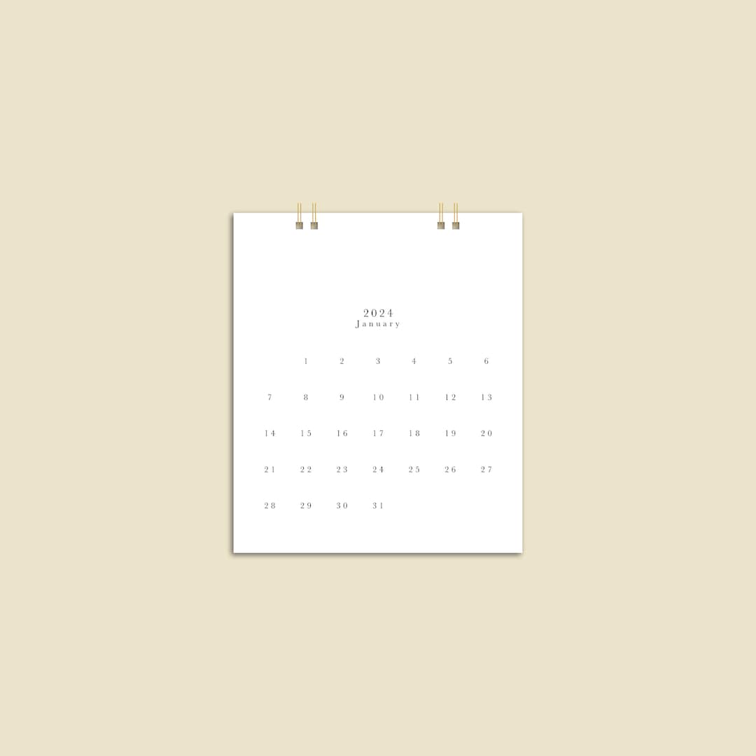 5in X 4.25in Simple Minimalist Mini Pocket Calendar / Minimal Modern ...