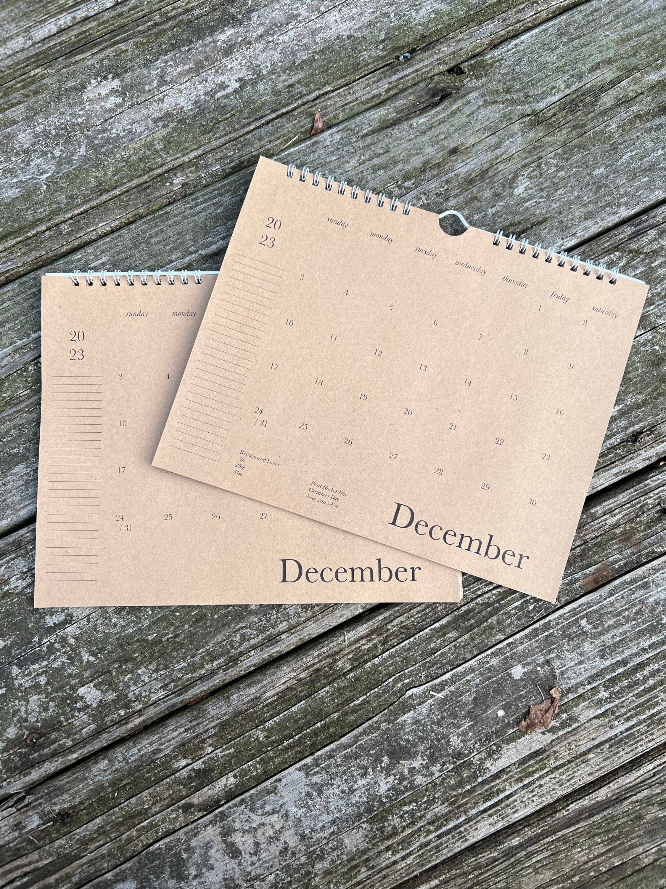 8in X 10in Natural Kraft Calendar / Simple Minimalist Calendar 2026 / ...