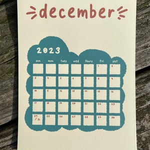 7.5in X 5.5in Cute Cloud Graphic Abstract 2026 Calendar / Colorful ...