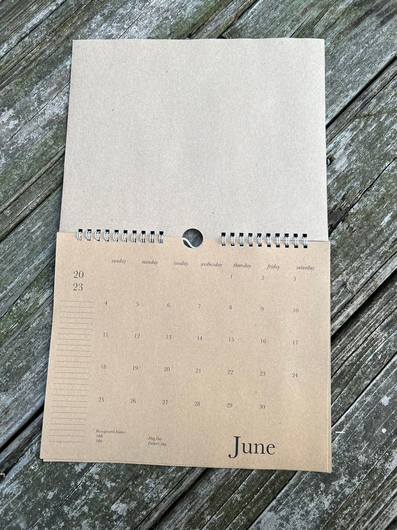 8in X 10in Natural Kraft Calendar / Simple Minimalist Calendar - Etsy