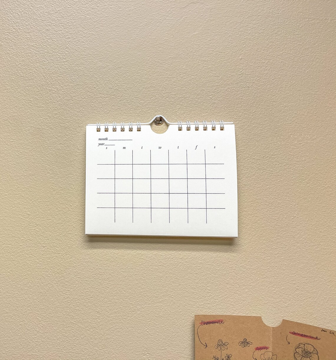 6in X 4.5in Simple Minimalist DIY Calendar / Blank Calendar / Minimal ...
