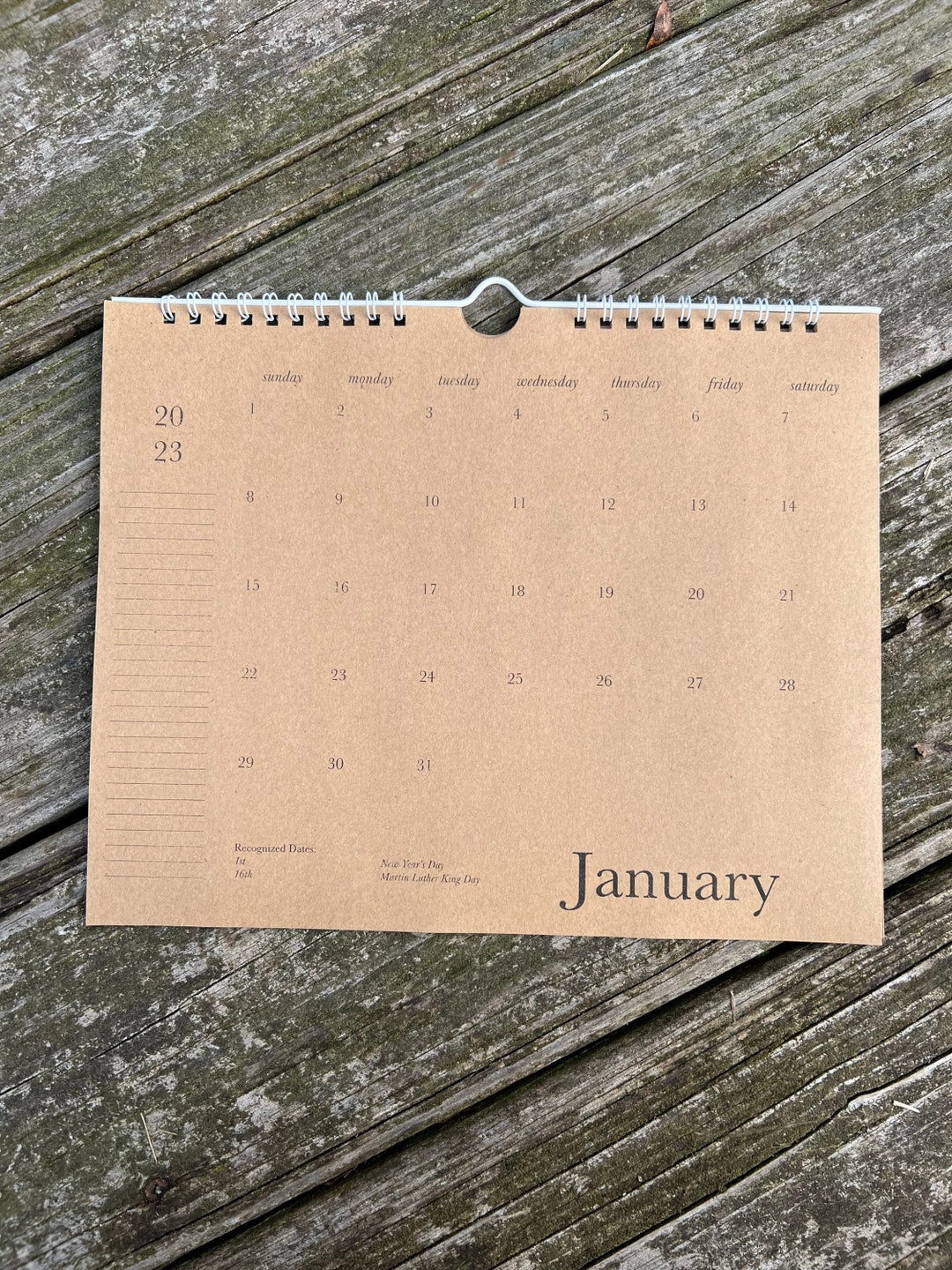 8in X 10in Natural Kraft Calendar / Simple Minimalist Calendar - Etsy