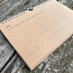 8.5in X 5.5in Natural Kraft Calendar / Small Wall Hanging 2026 Calendar ...