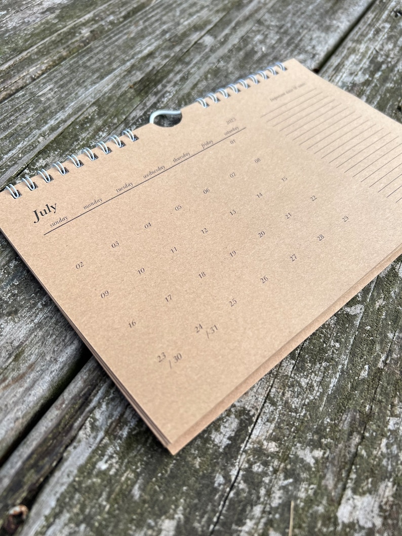 8.5in X 5.5in Natural Kraft Calendar / Small Wall Hanging - Etsy