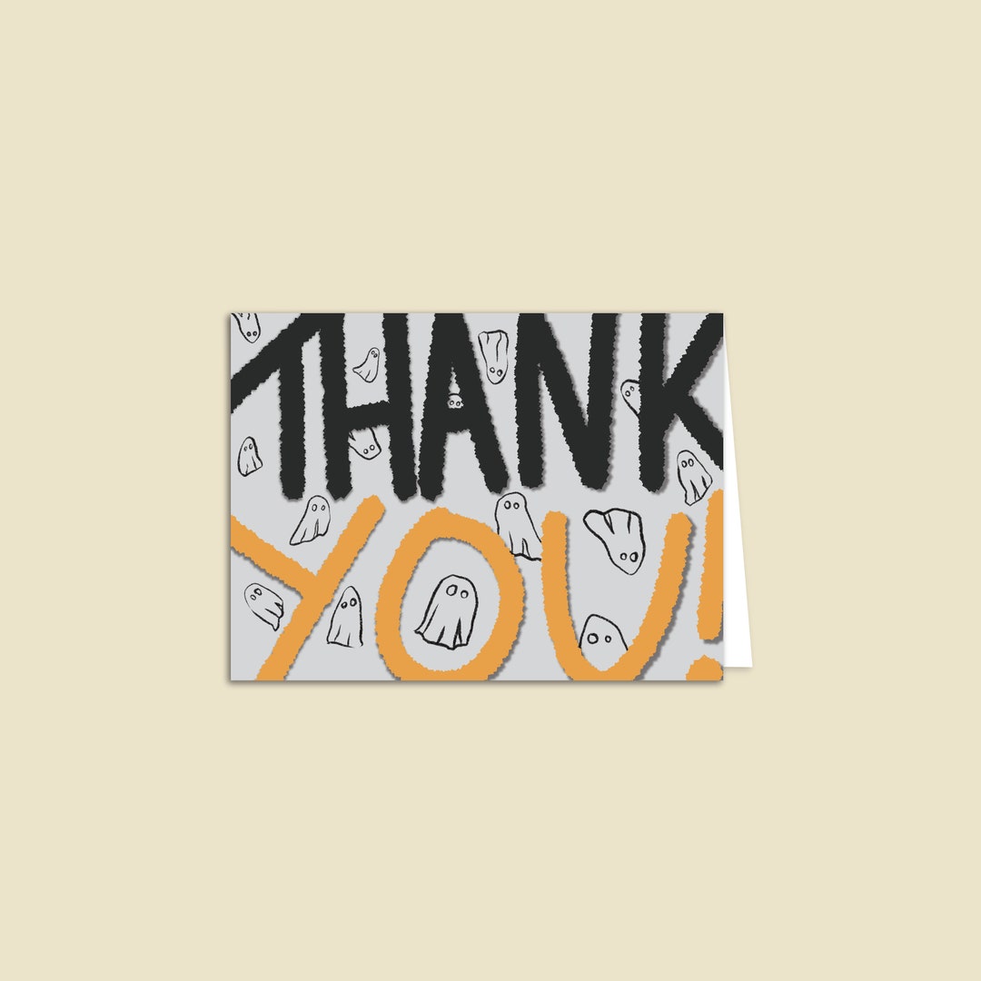 Spooky Thank You Card / Cute Halloween Card / Halloween Minimalist Card ...