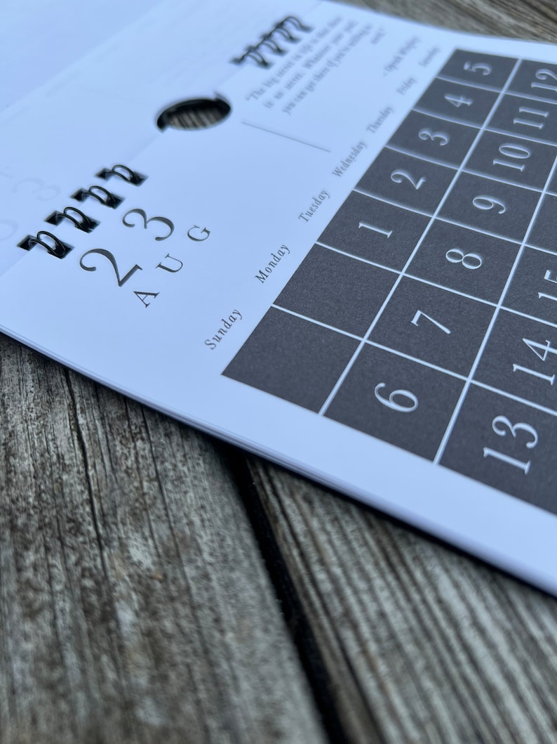 6in X 6in Black and White Square Mini Calendar / Minimal Modern Wall ...