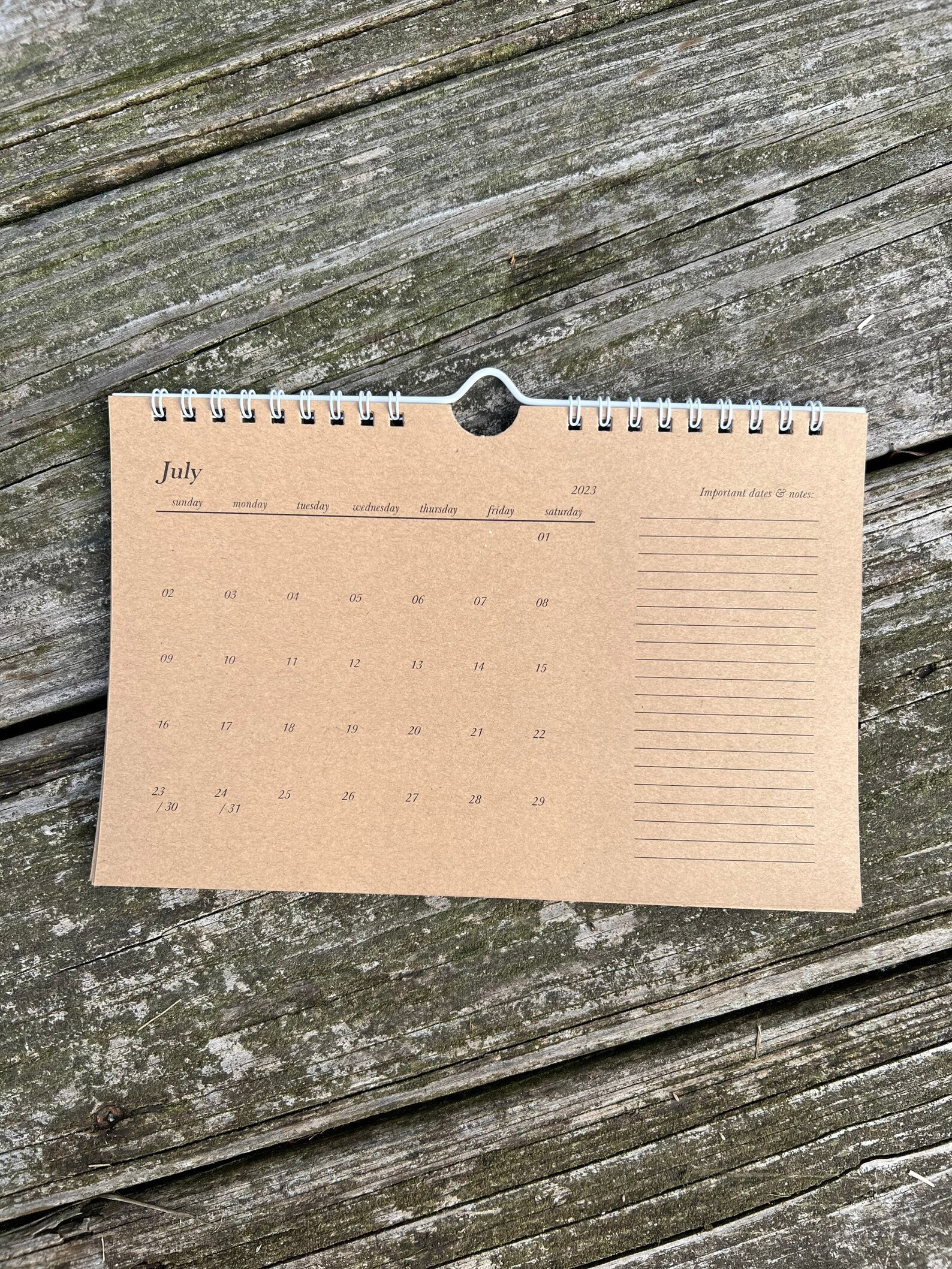 8.5in X 5.5in Natural Kraft Calendar / Small Wall Hanging - Etsy