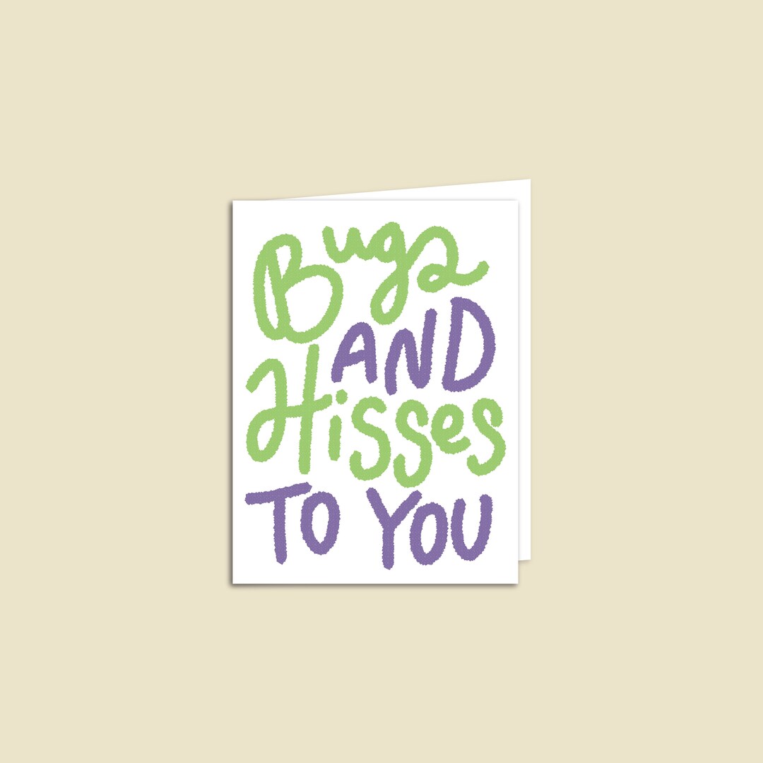 Cursive Bugs and Hisses to You Card / Halloween Minimalist Card ...