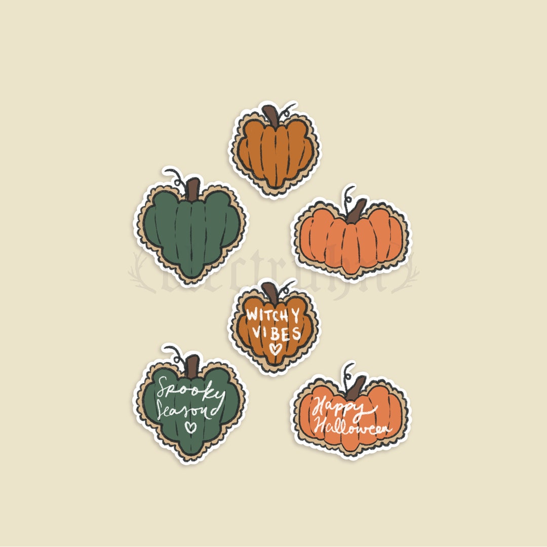 Candy Heart Pumpkin Sticker Pack / Spooky Pumpkin Heart Stickers / Cute ...