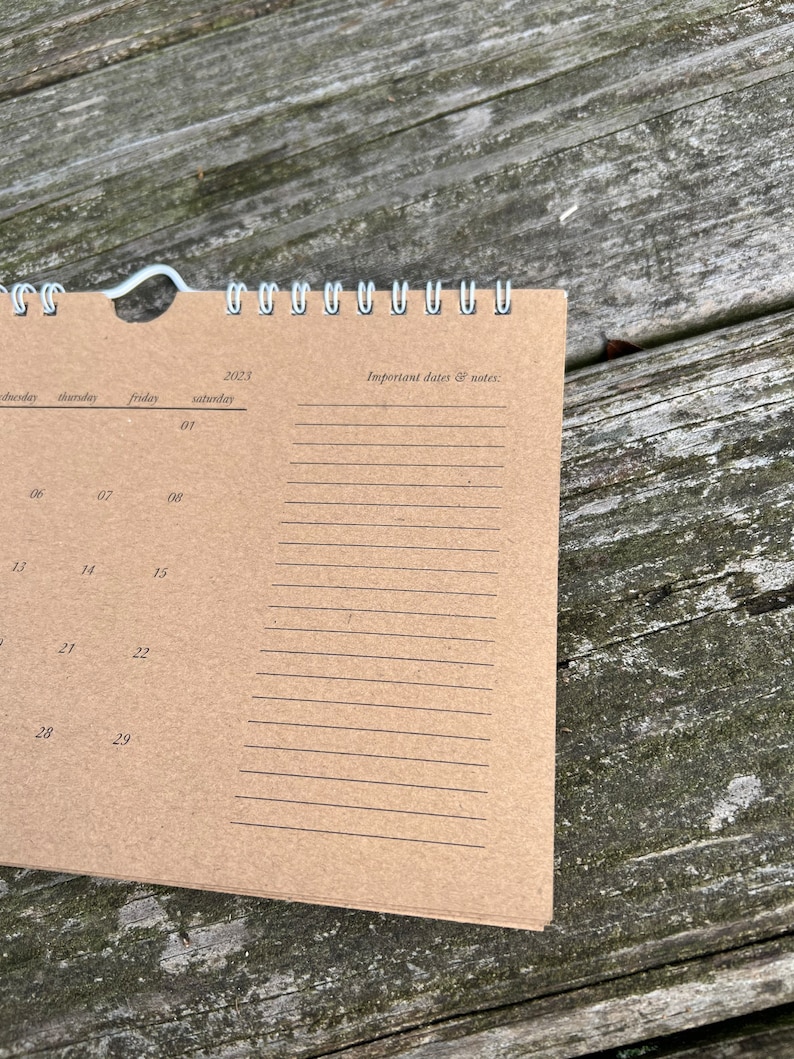8.5in X 5.5in Natural Kraft Calendar / Small Wall Hanging - Etsy