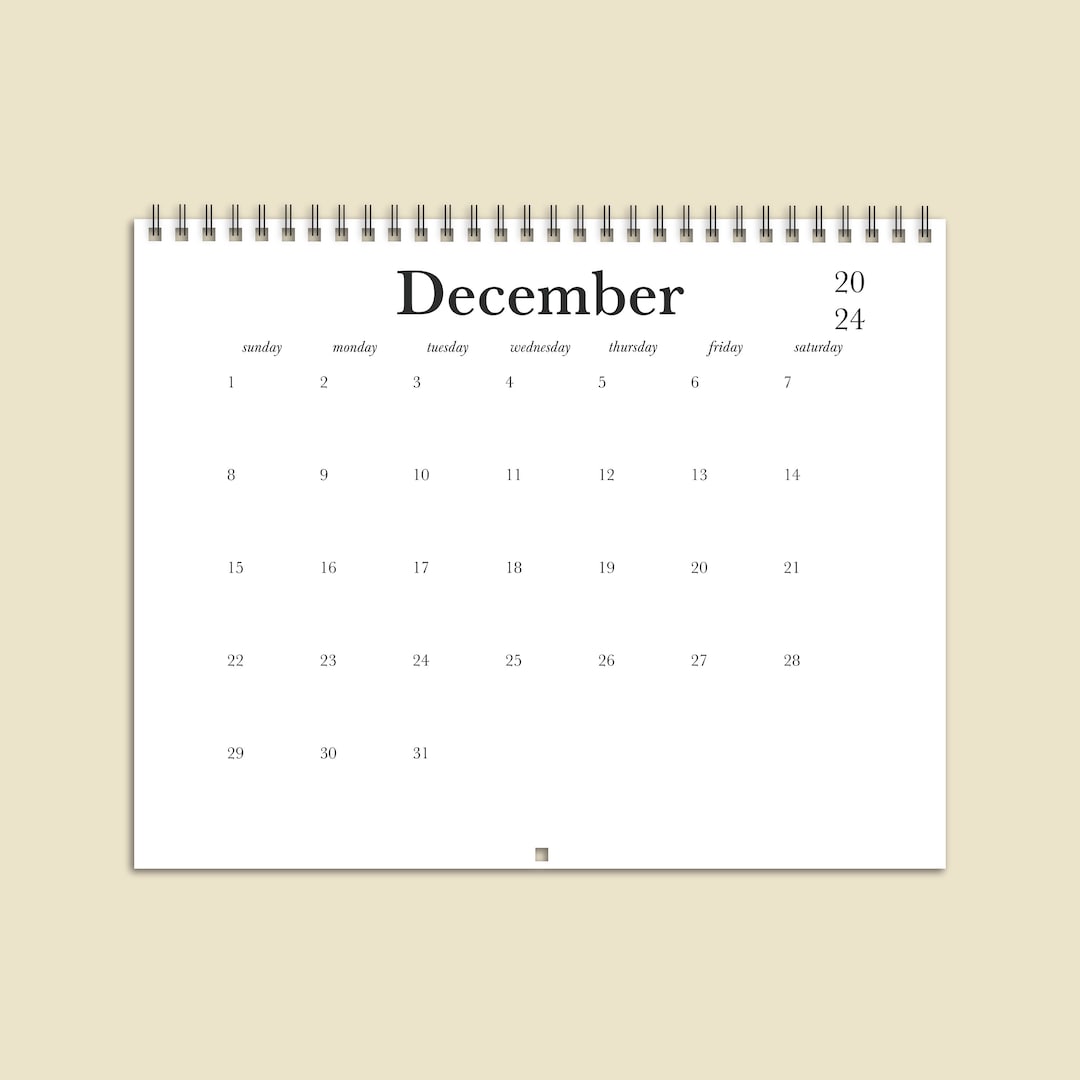 8in X 10in DIY Black and White Calendar / Simple Minimalist Decorate It ...