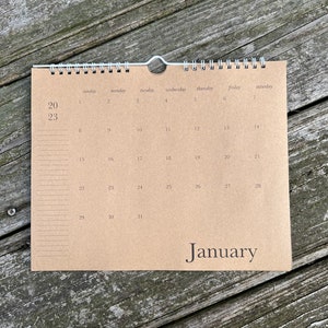 8in X 10in Natural Kraft Calendar / Simple Minimalist Calendar 2025 / ...