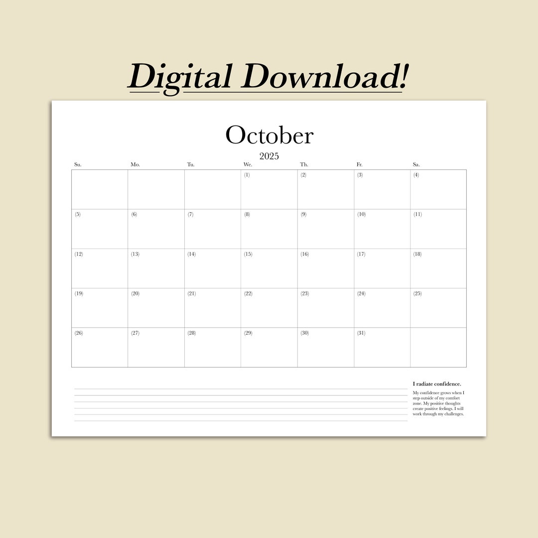 Digital - 8.5in X 11in 2025 Back to School Calendar / Simple Minimalist ...