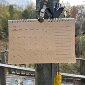 8.5in X 5.5in Natural Kraft Calendar / Small Wall Hanging 2026 Calendar ...
