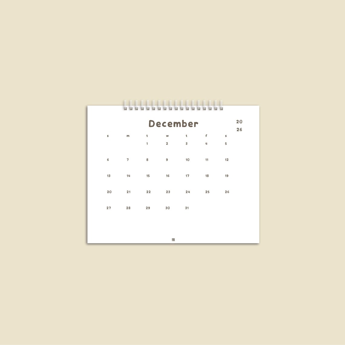 Mini - 6in X 4.5in DIY 2026 Calendar for Kids / Simple Minimalist Blank ...