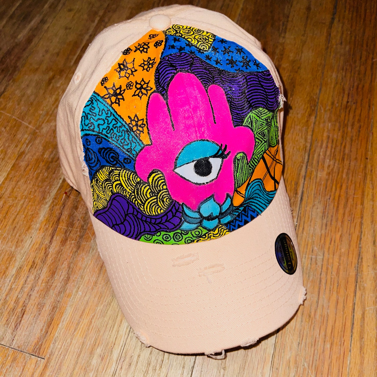Gorras ajustadas pintadas a mano sombrero mal de ojo pintado - Etsy España