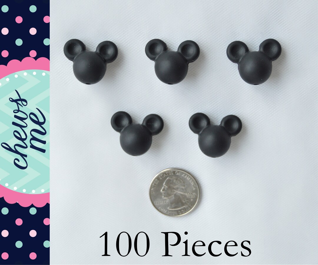 100 Pieces Mickey Minnie Mouse Black Silicone Bead | DIY | Wholesale ...
