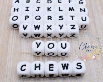Large 16MM White Alphabet Letter Silicone Bead Mix & Match You Choose ...