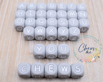 Large 16MM White Alphabet Letter Silicone Bead Mix & Match You Choose ...