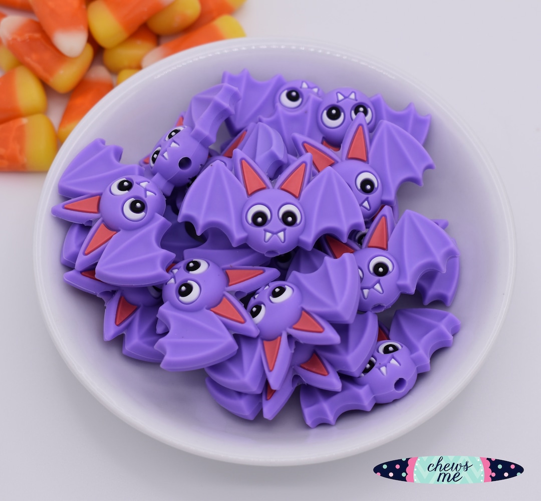 Bat Purple Silicone Bead | Halloween Bat Bead | Bat Shape Bead ...