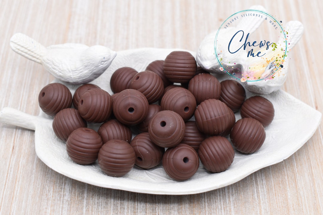Beehive Chocolate Brown 15mm Round Silicone Beads | Spiral Bead | 5 or ...