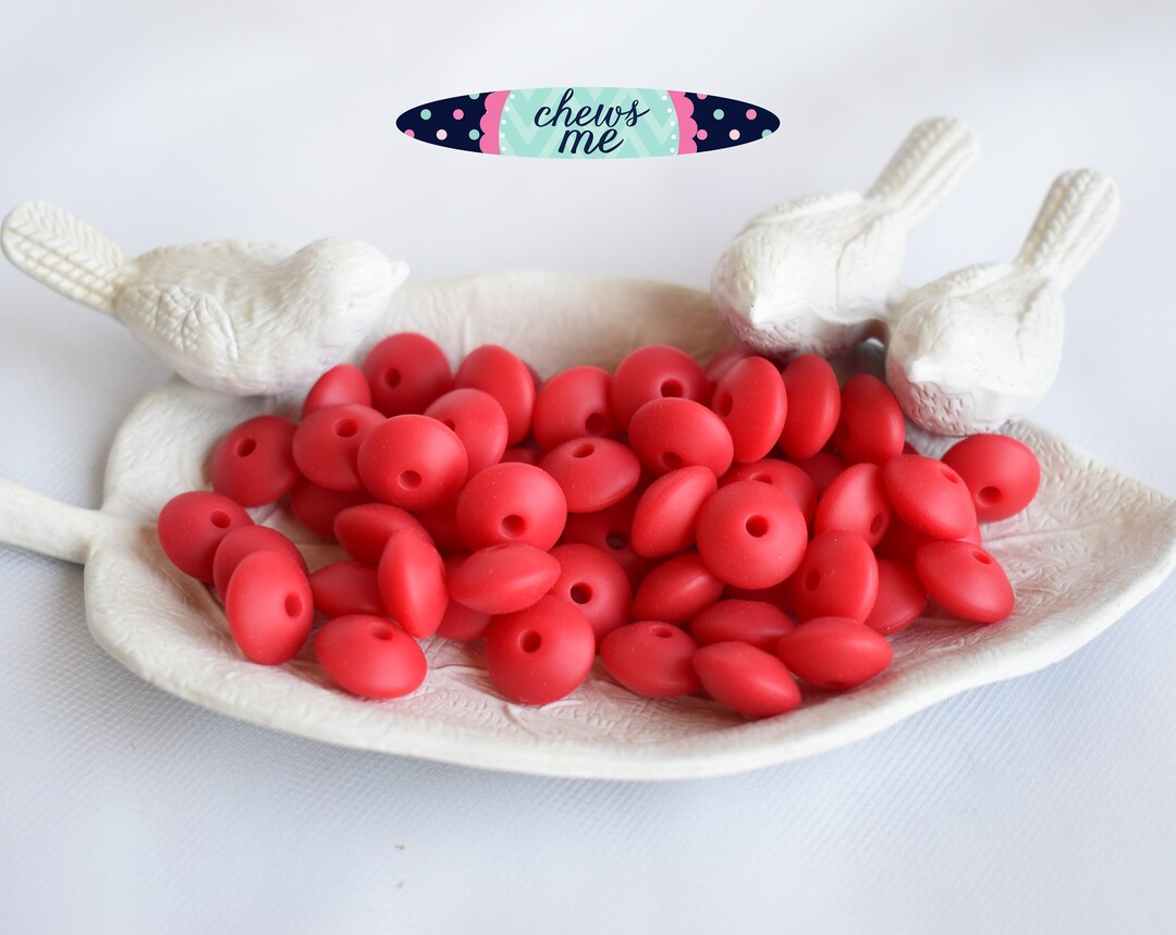 Lentil Crimson Red Silicone Bead | 10 Beads | 12mm - Etsy