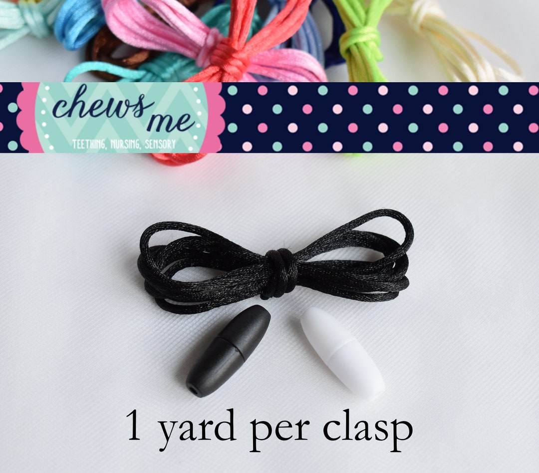Cord and Breakaway Clasp | Black White | 1.5mm Nylon Satin | Silicone ...