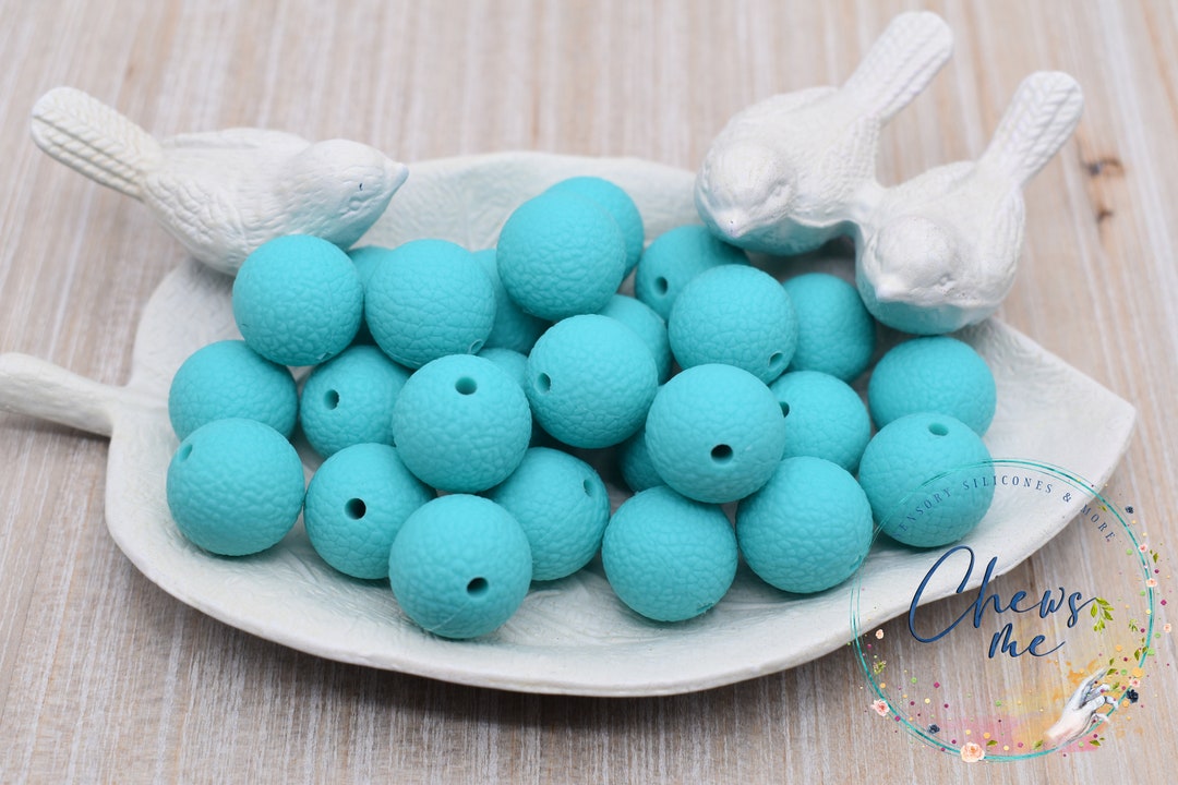 Leather Turquoise 15mm Round Silicone Beads | 5 or 10 Beads | Chewelry ...