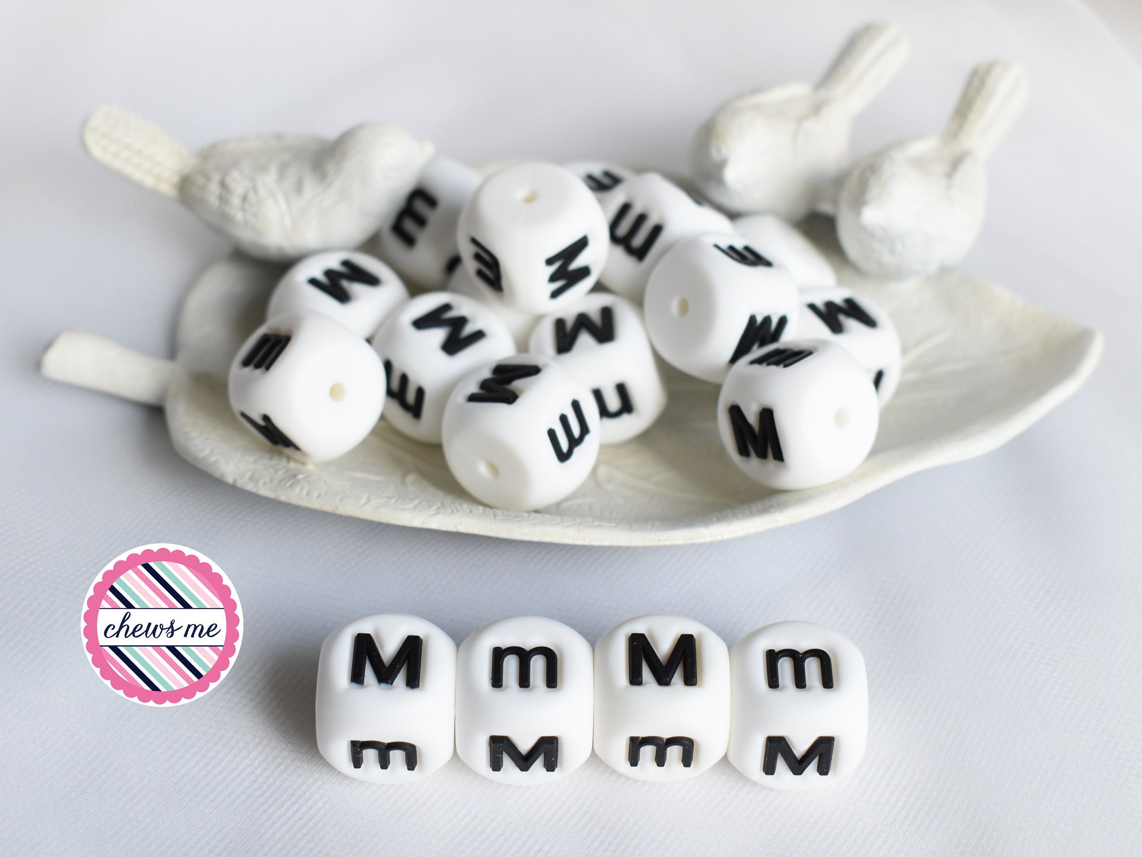 Bead Lots Fidget letter cube silicone bead upper and lower case in one ...