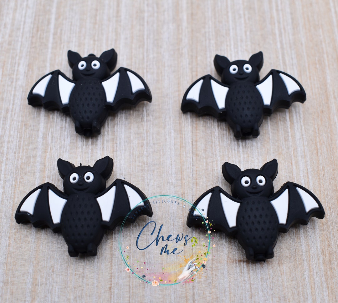 Black Bat Silicone Bead | Halloween Bat Bead | Bat Shape Bead | Sensory ...