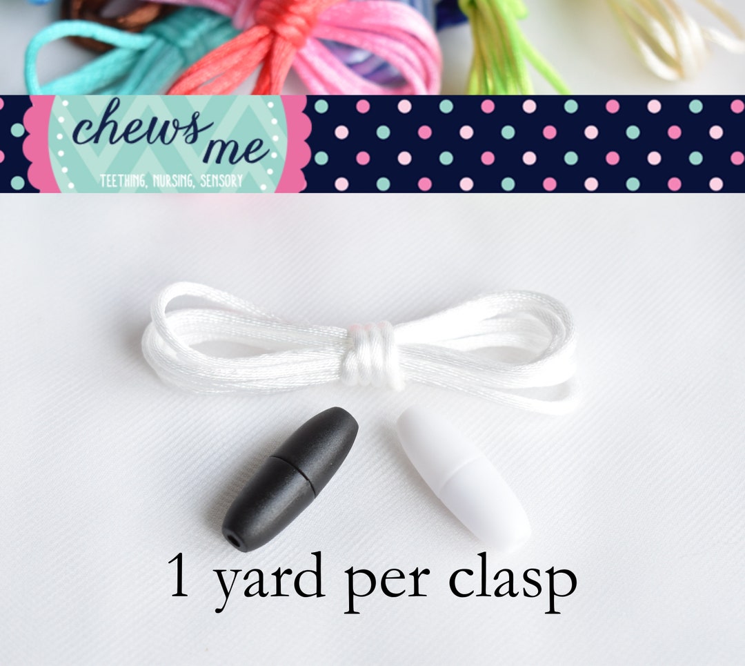 Cord and Breakaway Clasp | White | 1.5mm Nylon Satin | Silicone Beading ...