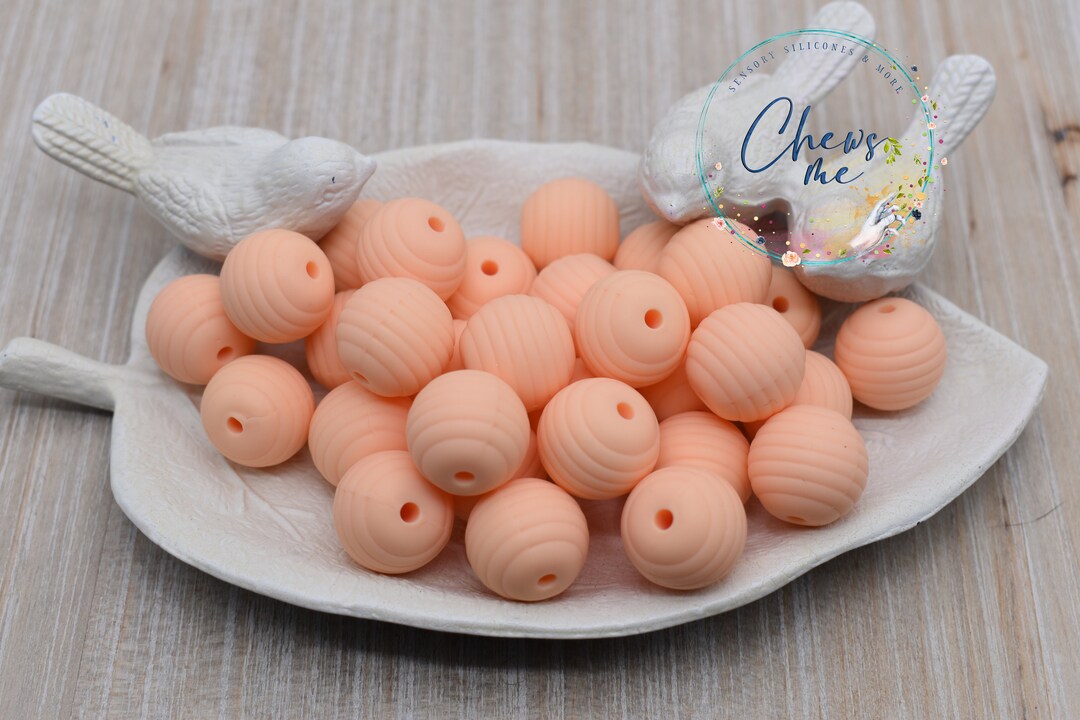 Beehive Peach Sherbet 15mm Round Silicone Beads | Spiral Bead | 5 or 10 ...