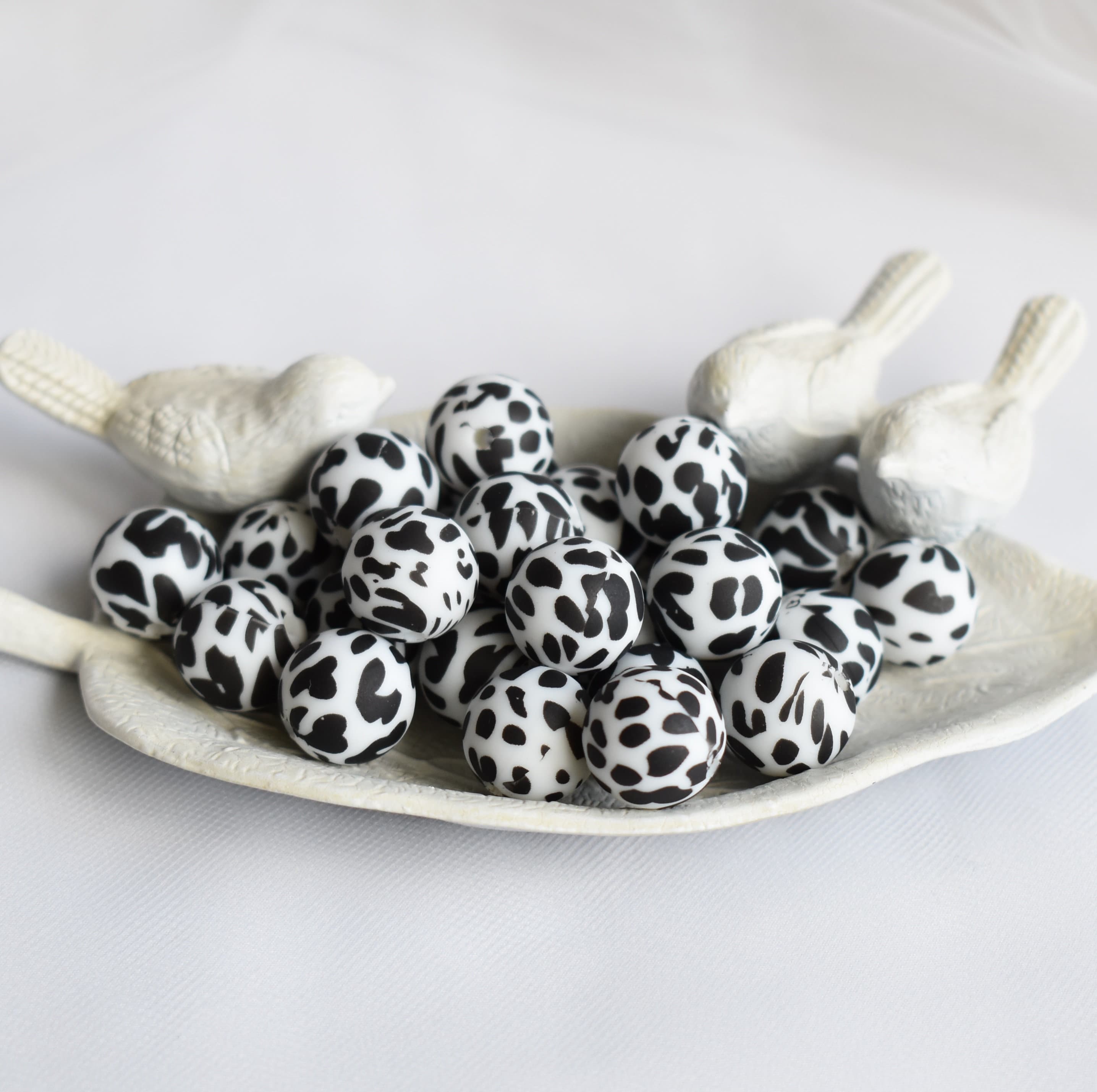 feline 1-10 pieces Fidget animal print Food Grade 15mm round silicone ...