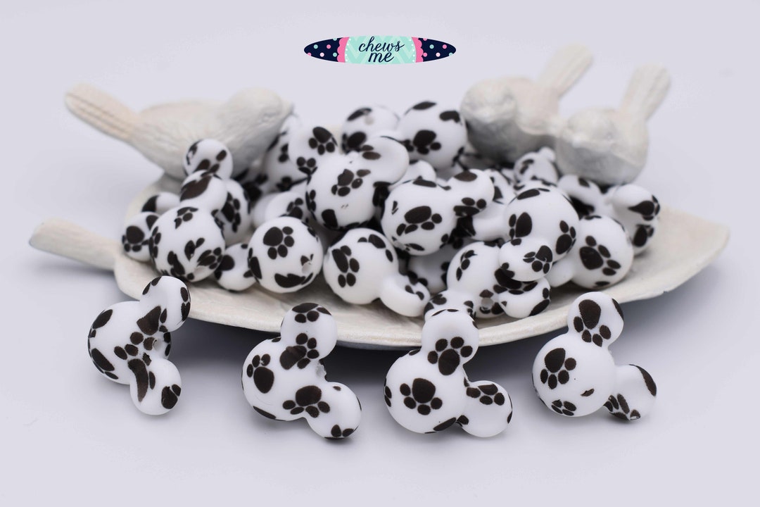 Mickey Mouse Paw Print Silicone Beads | Focal Bead | Chewelry | Sensory ...