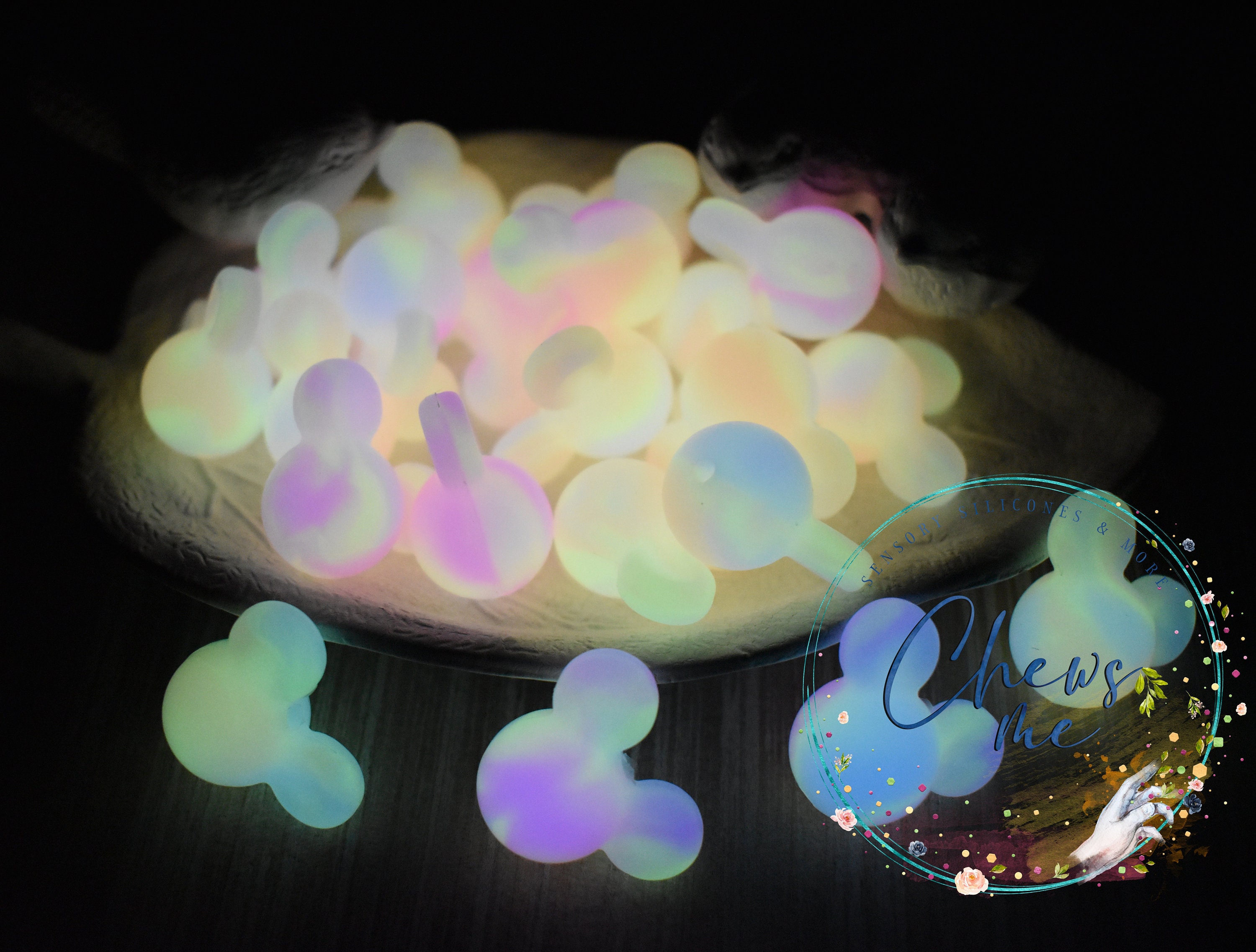 Glow in the Dark Tie Dye Pink Mickey Mouse Silicone Bead | Focal Bead ...