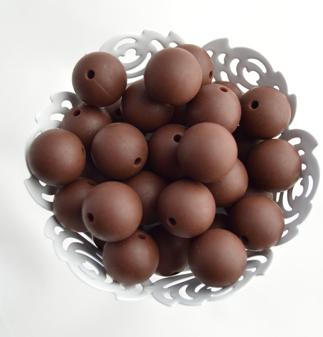 9mm Chocolate Round Spacer Silicone Beads | 10 Beads | Chewelry ...