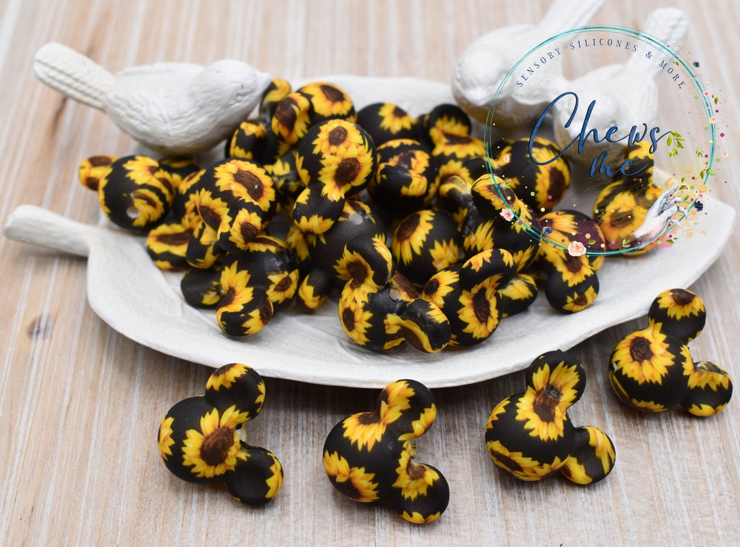 Mickey Mouse Sunflower Print Silicone Beads | Focal Bead | Chewelry ...