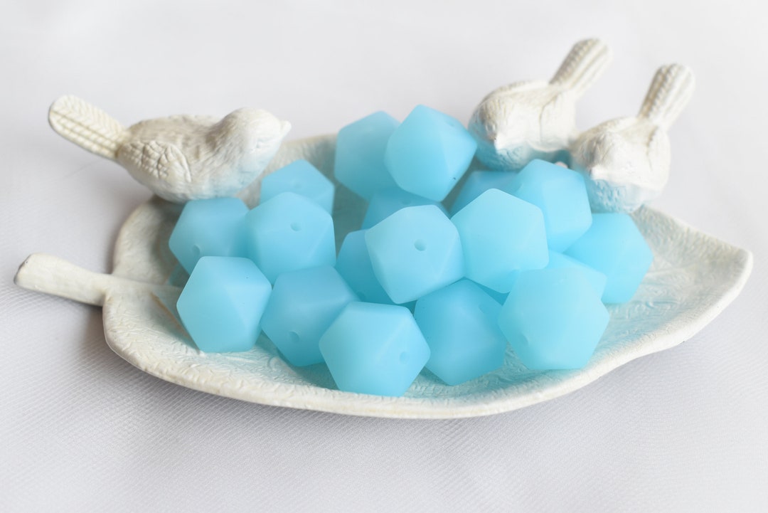 14mm Transparent Blue Mini Hexagon Silicone Beads | 5 or 10 Beads ...